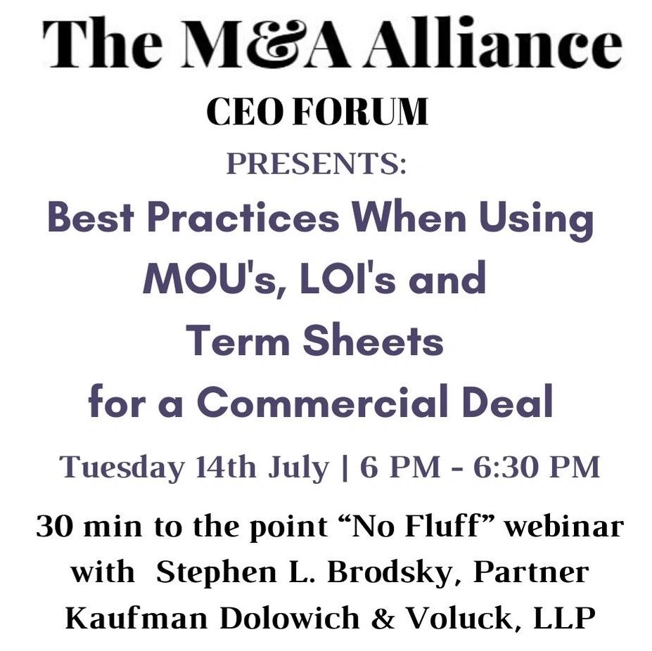 Best Practices When Using MOU's, LOI's and Term Sheets - Eminae